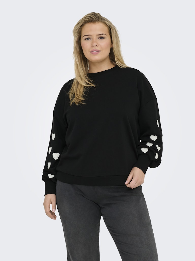 Sweatshirt med hjerter - Sort – Curved.dk